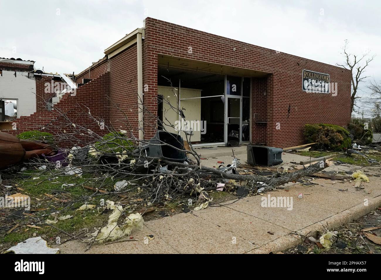 The Rolling Fork Police Station was heavily damaged by the Friday night ...