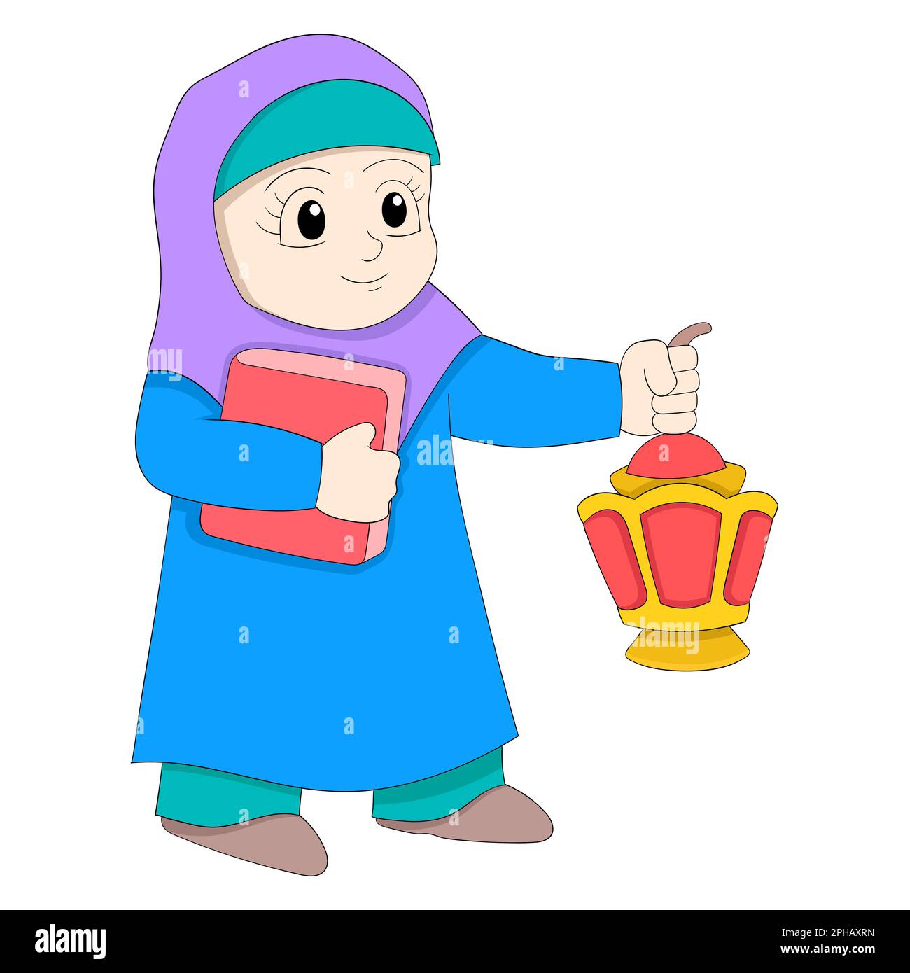 islamic girl is walking carrying lantern Stock Vector Image & Art - Alamy