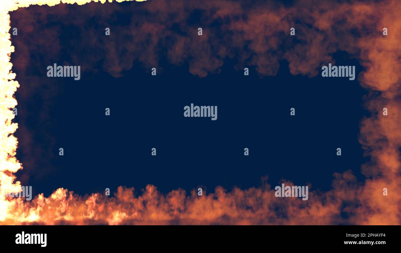 burning fire lines screen frame on blue chromakey, isolated - object 3D ...