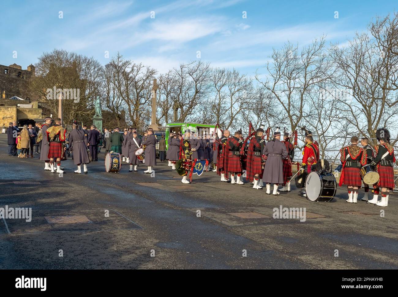 Pipe Band on the Esplanade of Edinburgh Castle getting ready for a ...