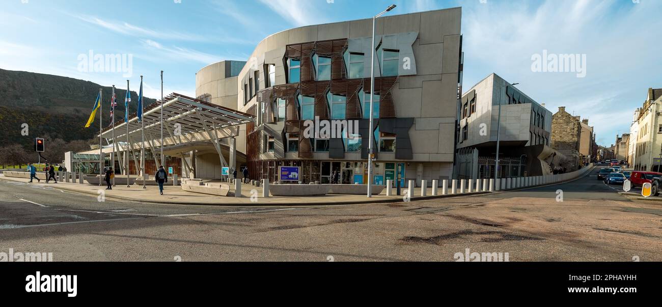 Scottish Parliament Building on the corner of the Royal Mile, Edinburgh ...