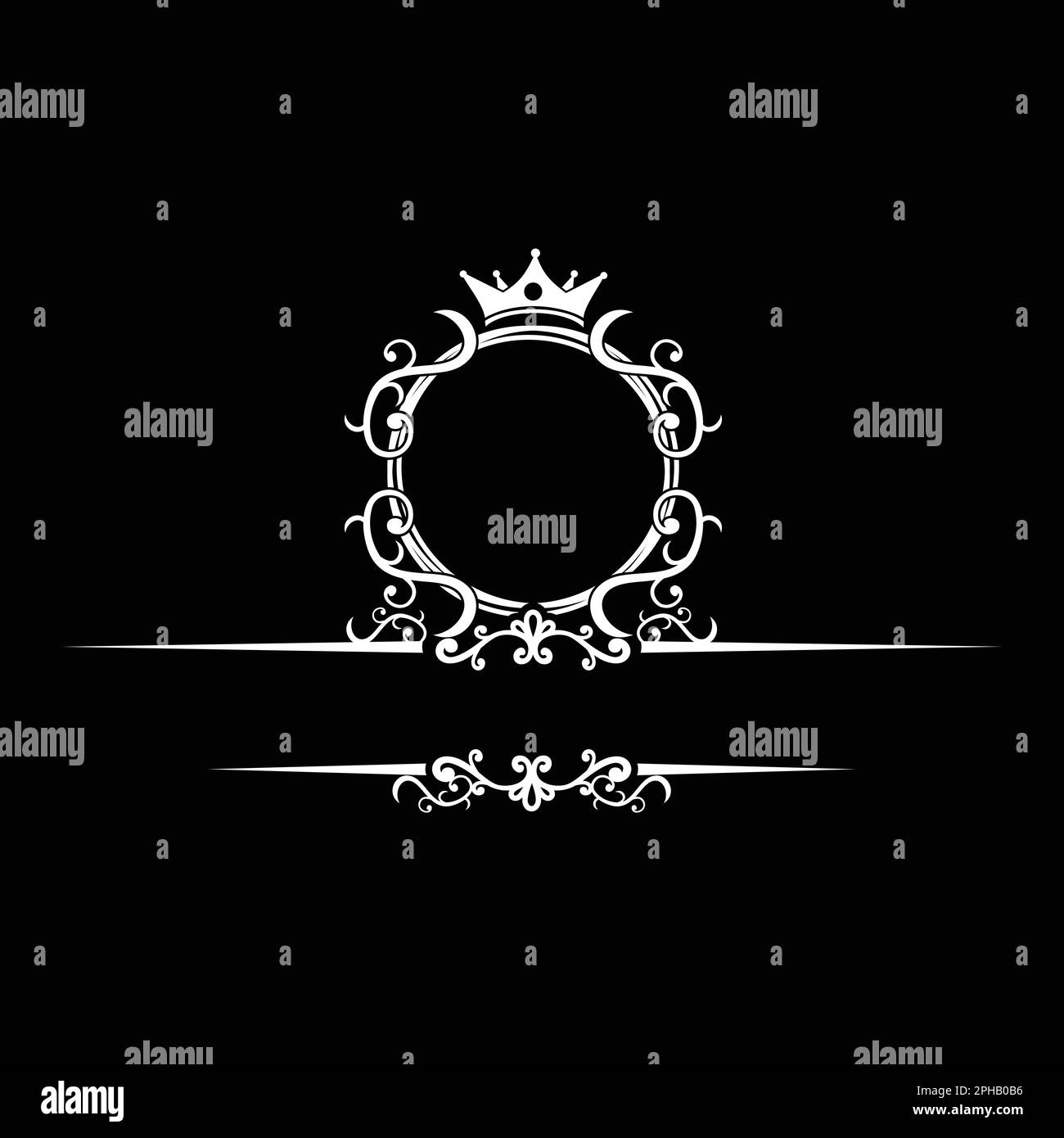 Luxury elegant frame ornament line logo design vector illustration ...