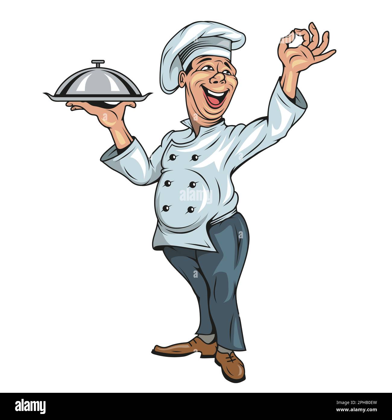 Chief cook . Man Serving Food. Vector Illustration of a cook Stock ...