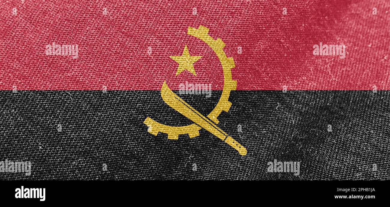 Angola flag fabric cotton material wide flag wallpaper Stock Photo - Alamy