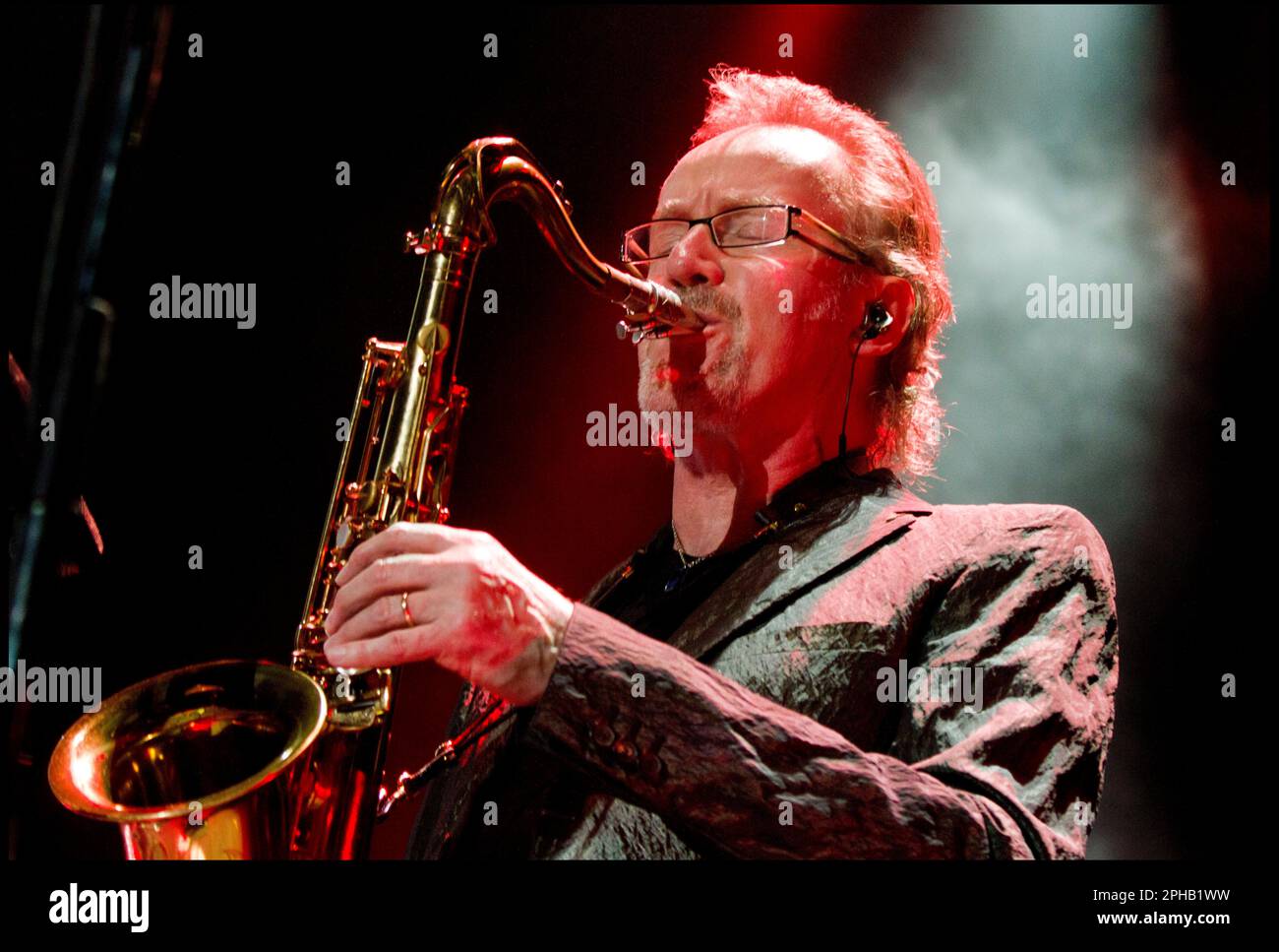 John Helliwell of the rock group Super Tramp on sax in concert in the ...