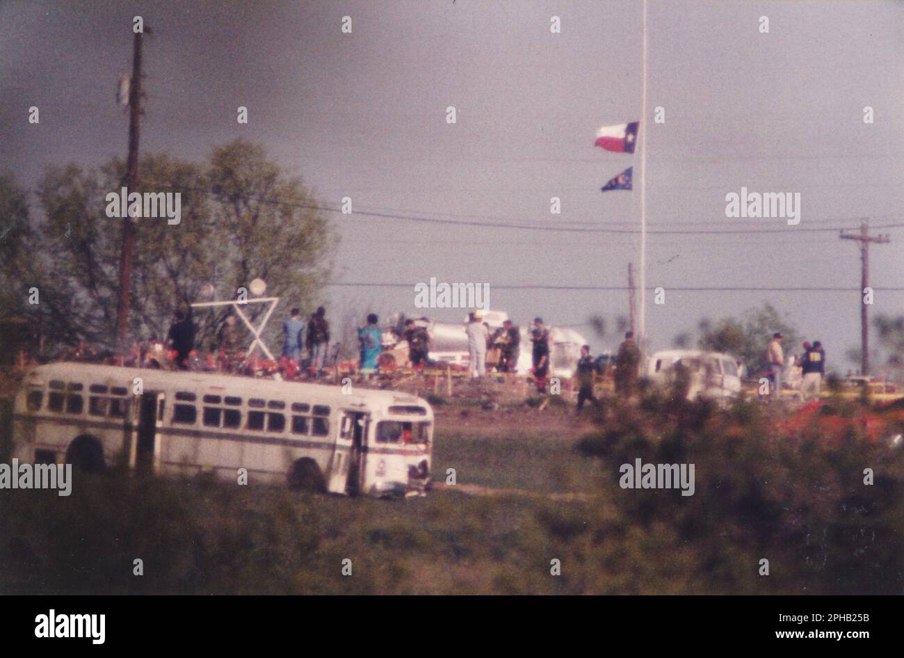 Waco, Texas USA, April 21, 1993: Federal agents investigate the scene ...
