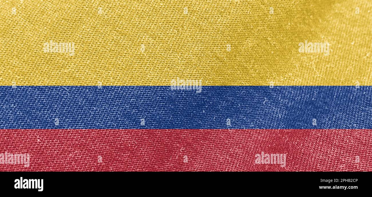 Colombia flag fabric cotton material wide flag wallpaper Stock Photo ...