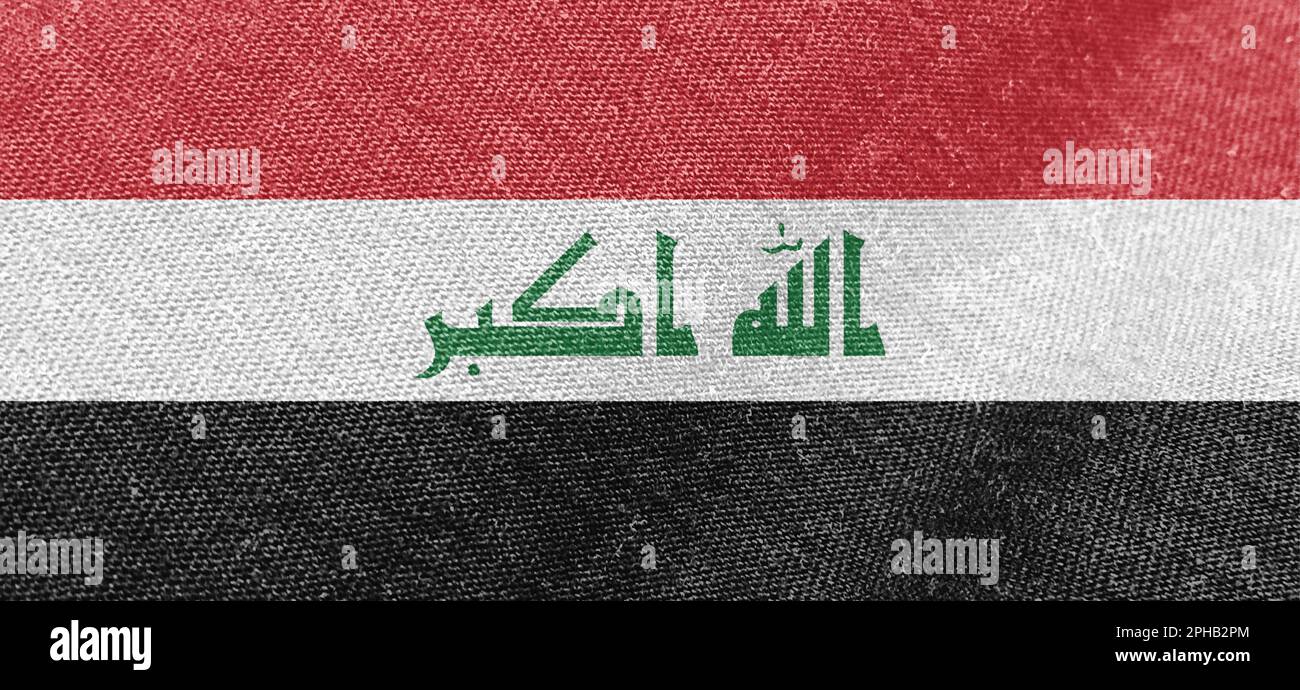 Iraq flag fabric cotton material wide flag wallpaper Stock Photo - Alamy