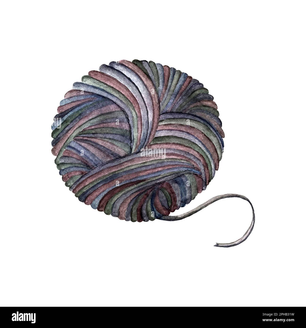 watercolor ball of yarn for knitting Stock Photo - Alamy