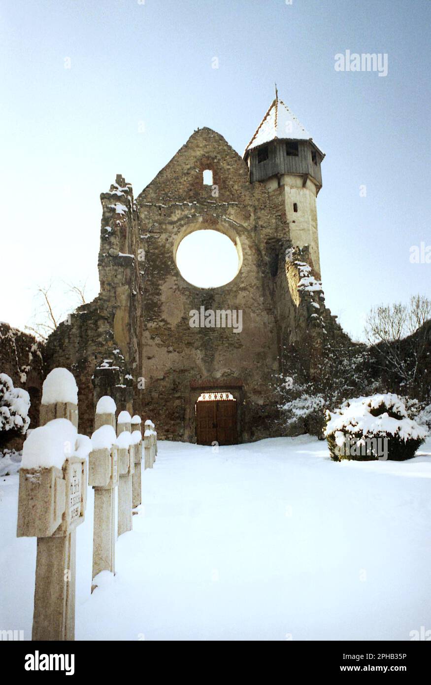 Carta, Sibiu County, Romania, 2001. The ruins of the medieval ...