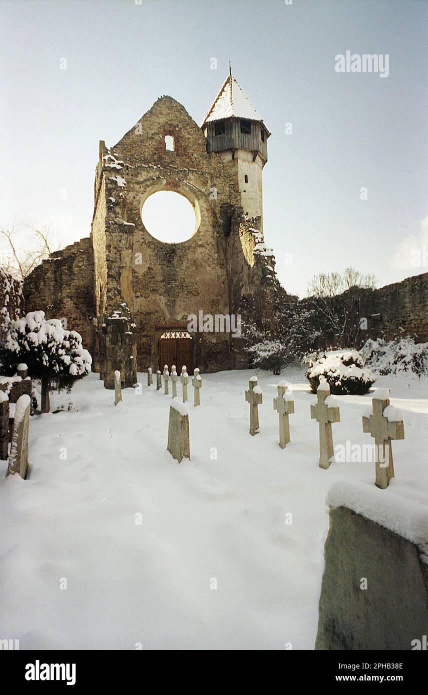 Carta, Sibiu County, Romania, 2001. The ruins of the medieval ...