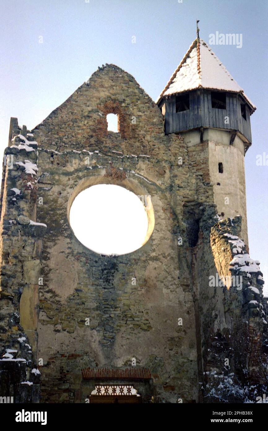 Carta, Sibiu County, Romania, 2001. The ruins of the medieval ...