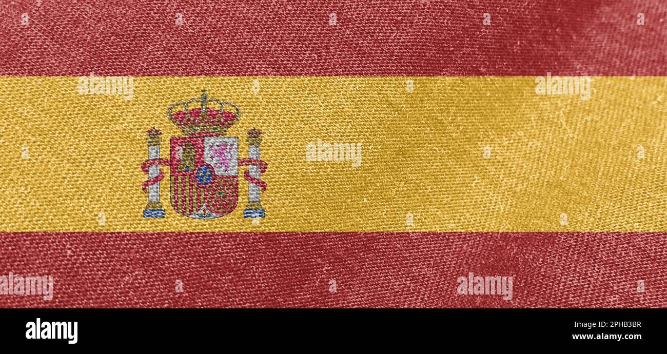 Spain flag fabric cotton material wide flag wallpaper Stock Photo - Alamy