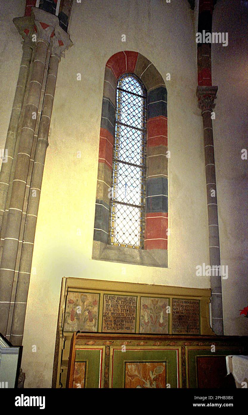 Carta, Sibiu County, Romania, 2001. Interior of the medieval-era church ...