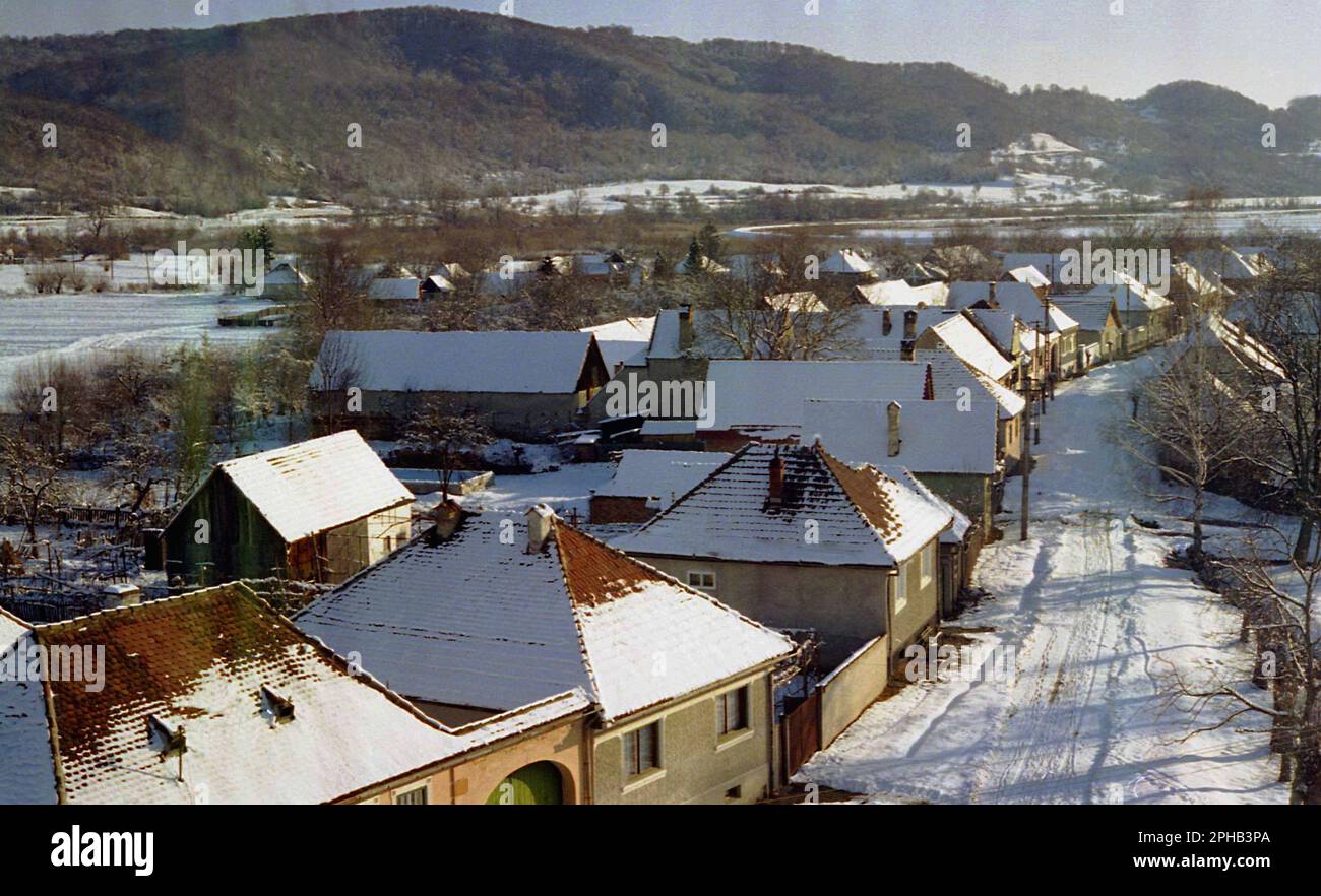 Sibiu County, Romania, 2001. View over the village of Carta in ...
