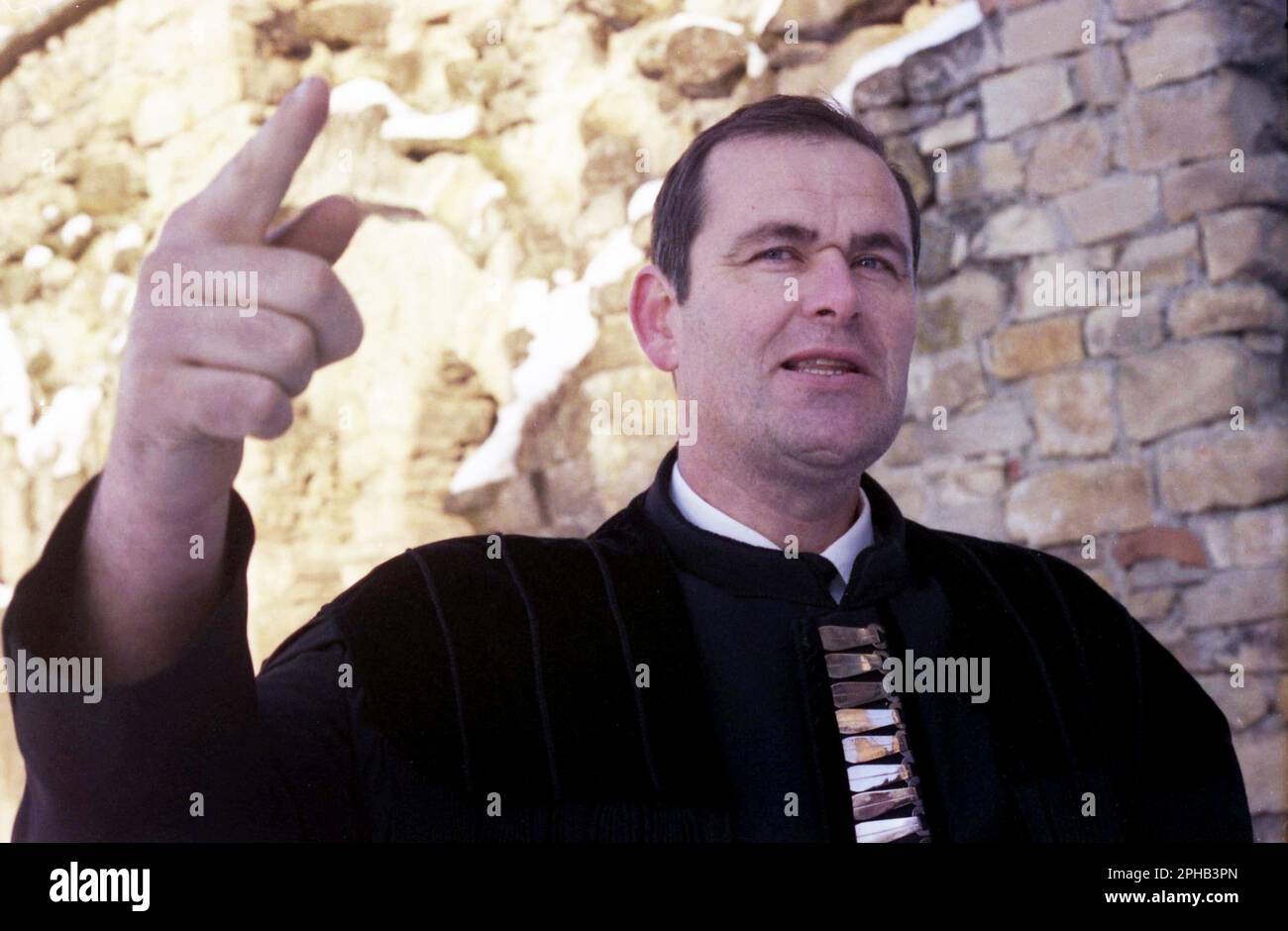 Carta, Sibiu County, Romania, 2001. Portrait of the Evangelical pastor ...