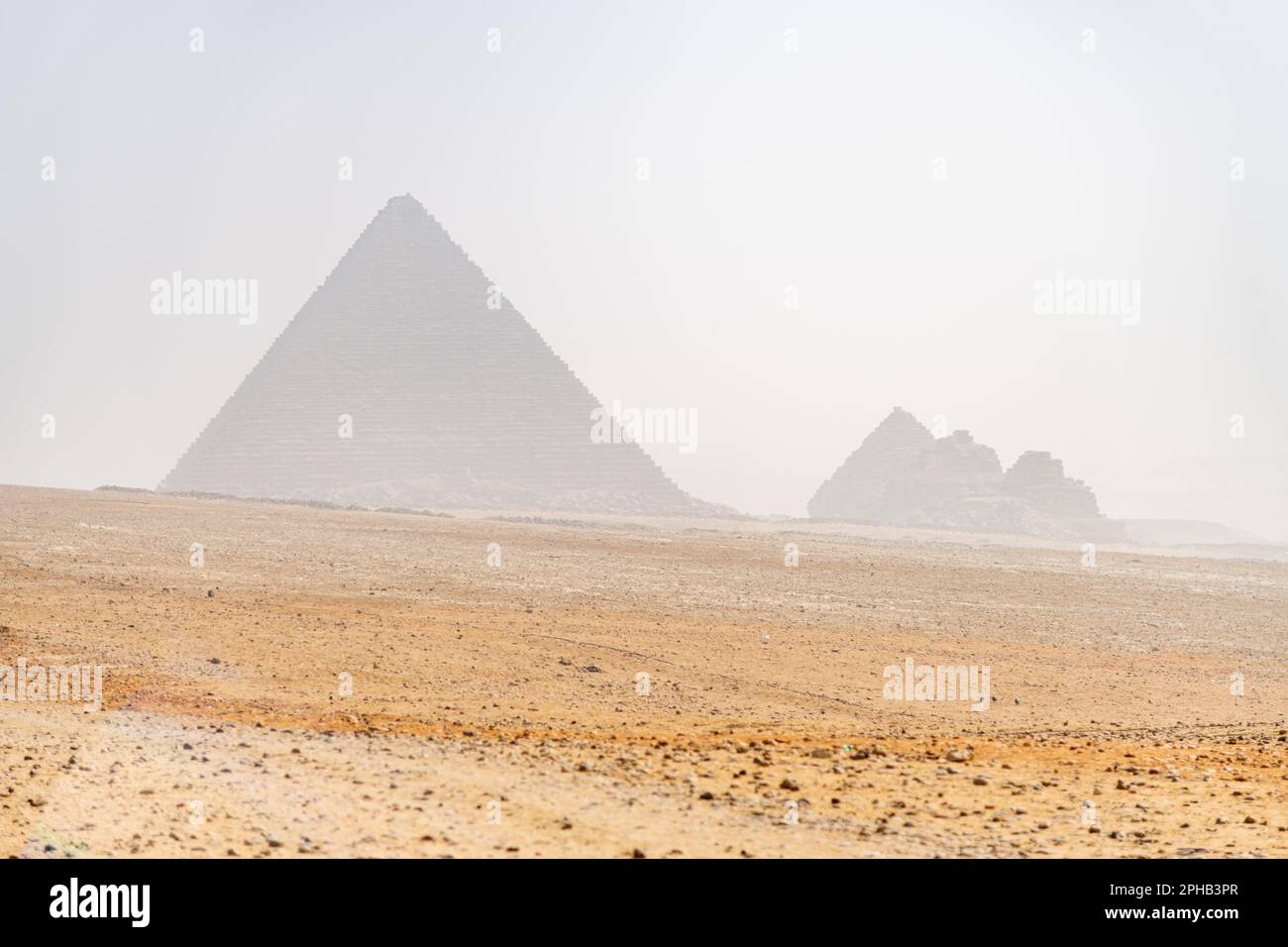 A view of the Pyramid of Menkaure at the Pyramids of Giza complex in ...