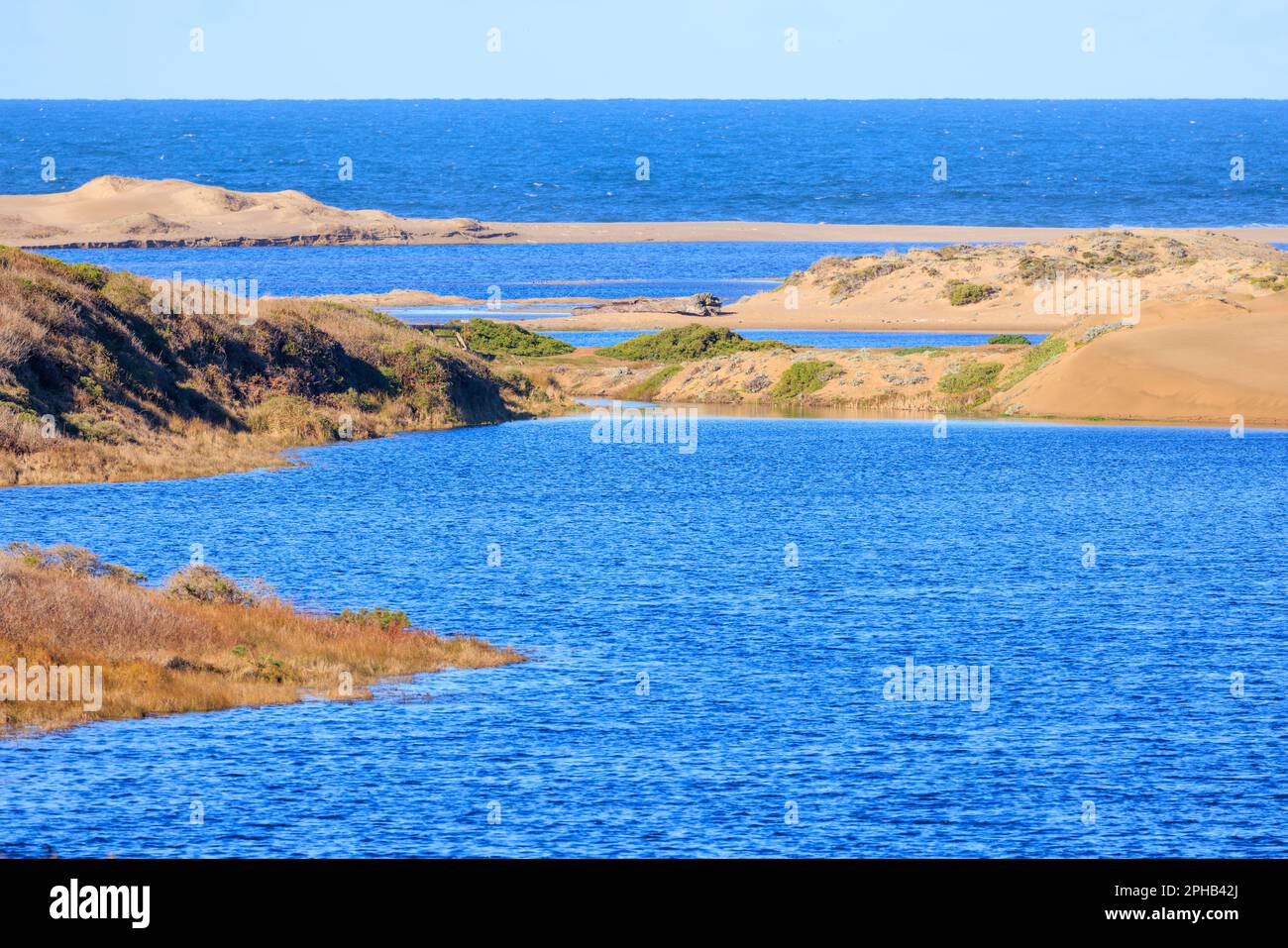 Stunning Blue Coastal Lagoon and Deserted Sandy Beach at Point Reyes ...