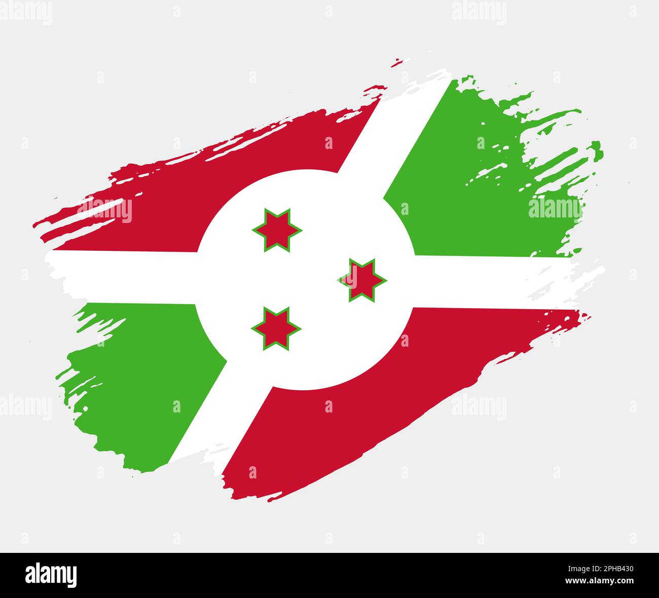 Artistic grunge brush flag of Burundi isolated on white background ...