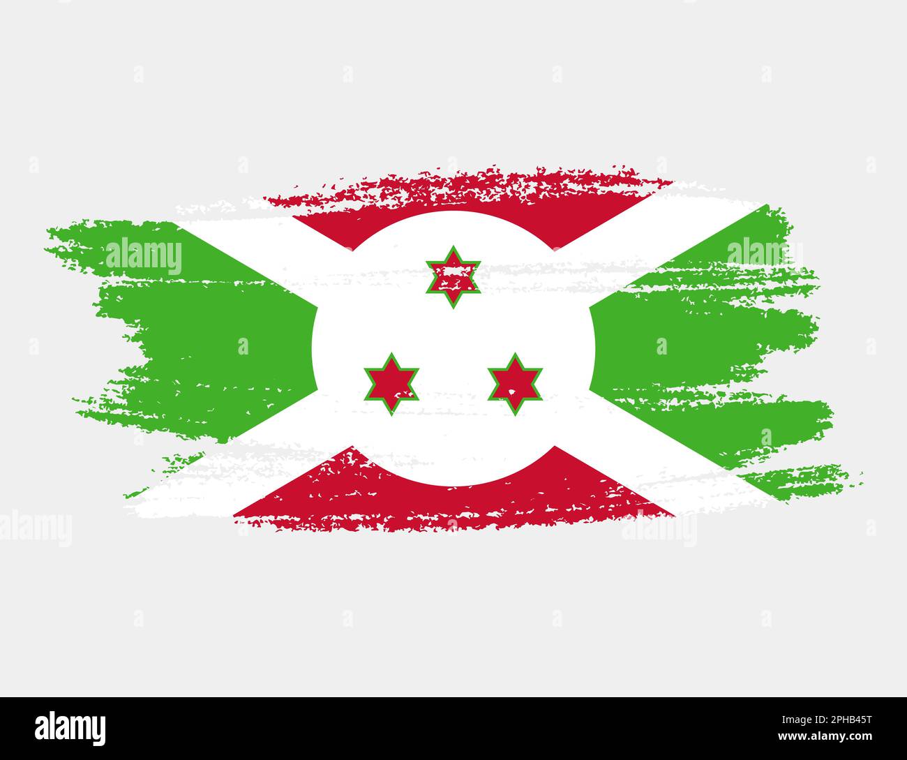 Artistic grunge brush flag of Burundi isolated on white background ...