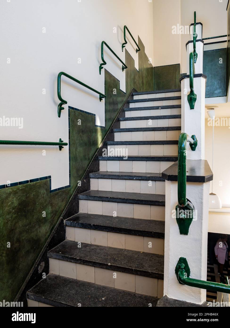 Stairway in Building A of former long wave radio transmission station ...