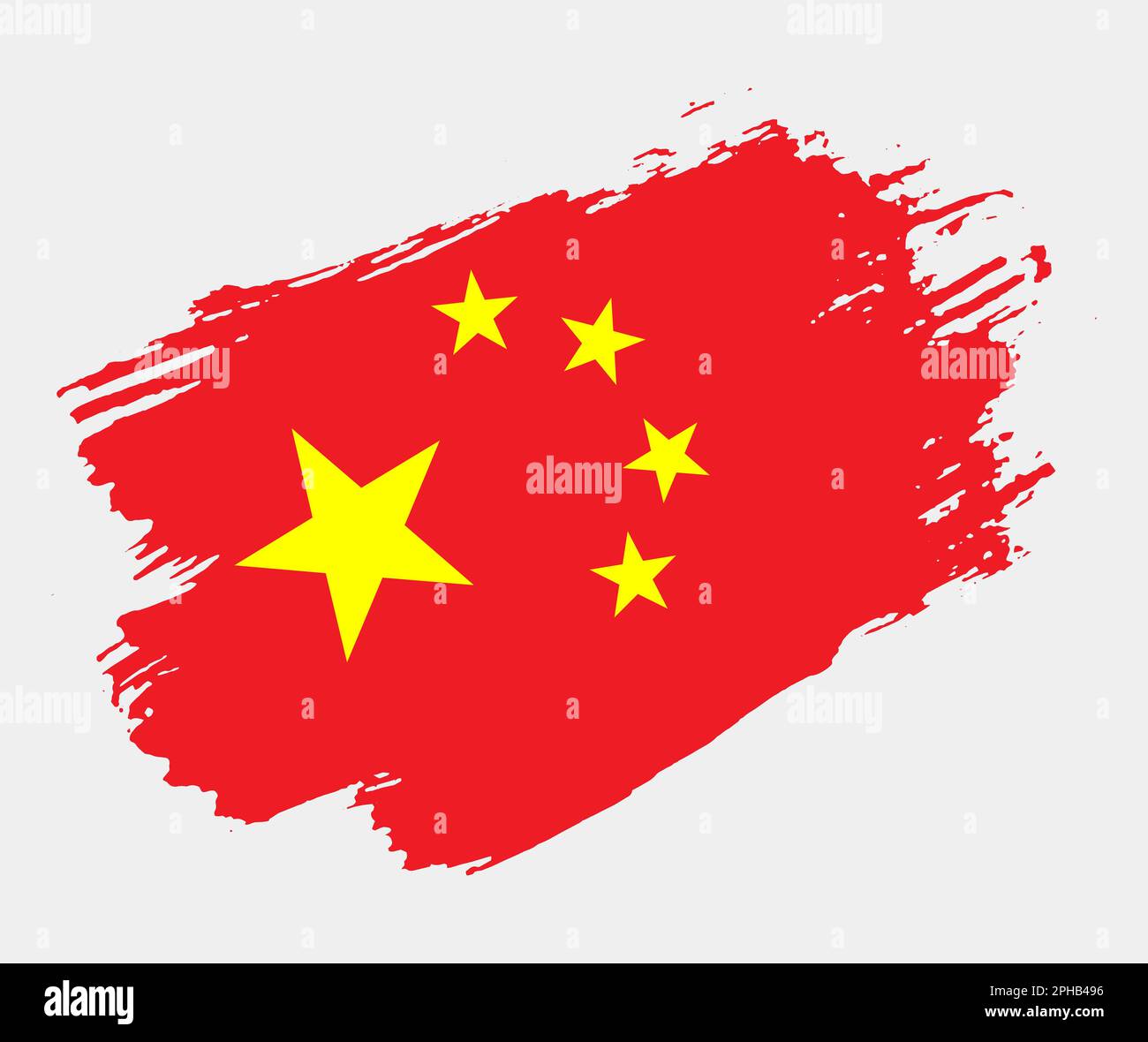 Artistic grunge brush flag of China isolated on white background ...