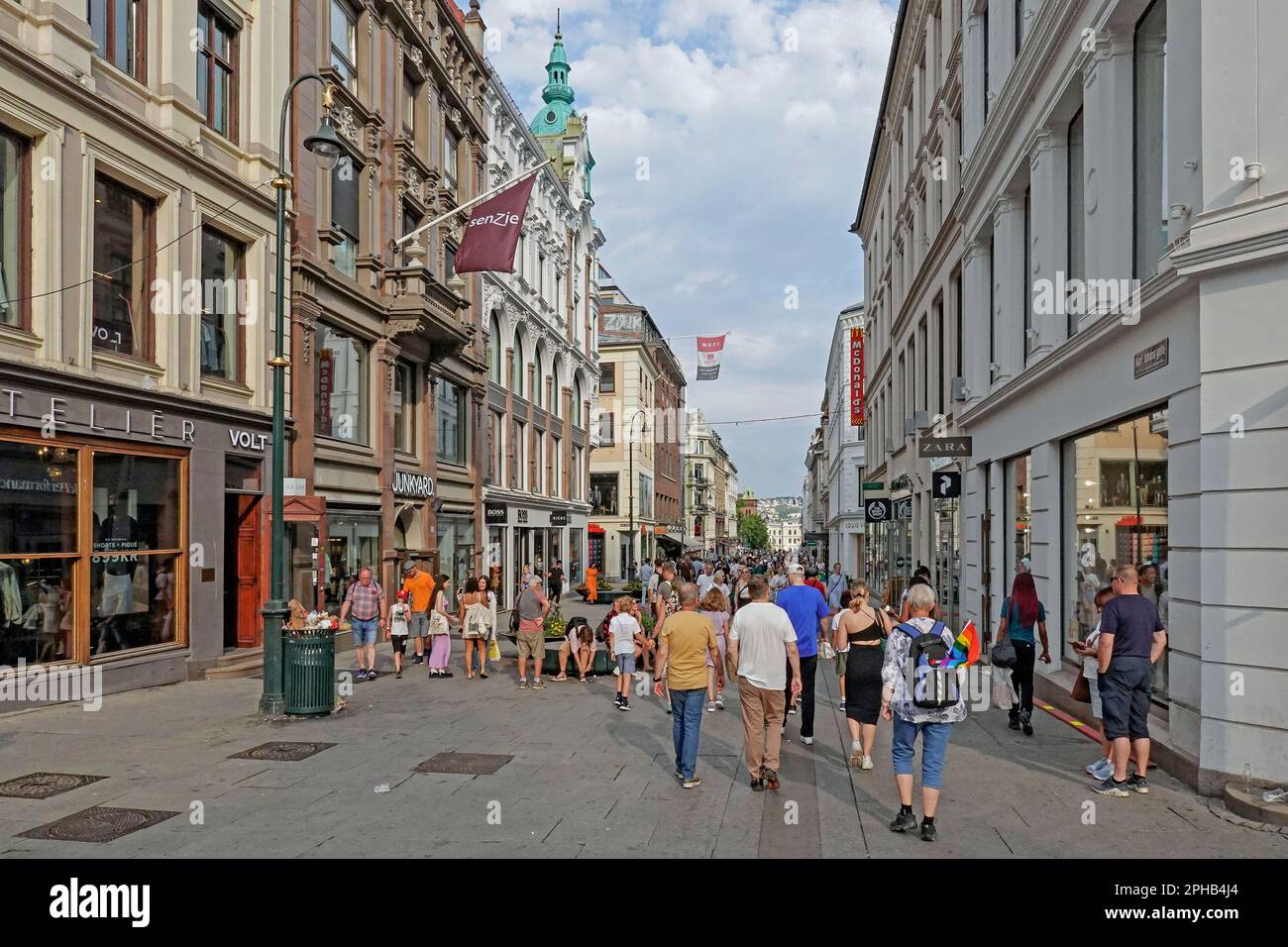Norway, Oslo, Karl Johans gate is the main street of downtown Oslo, and ...
