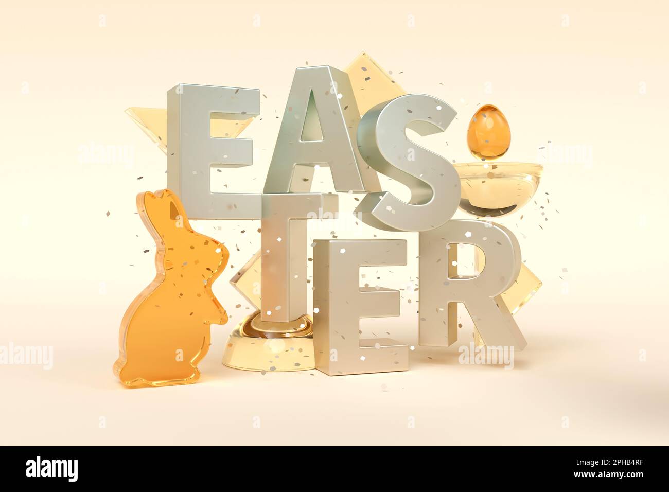 Happy easter - colored 3d illustration Stock Photo - Alamy