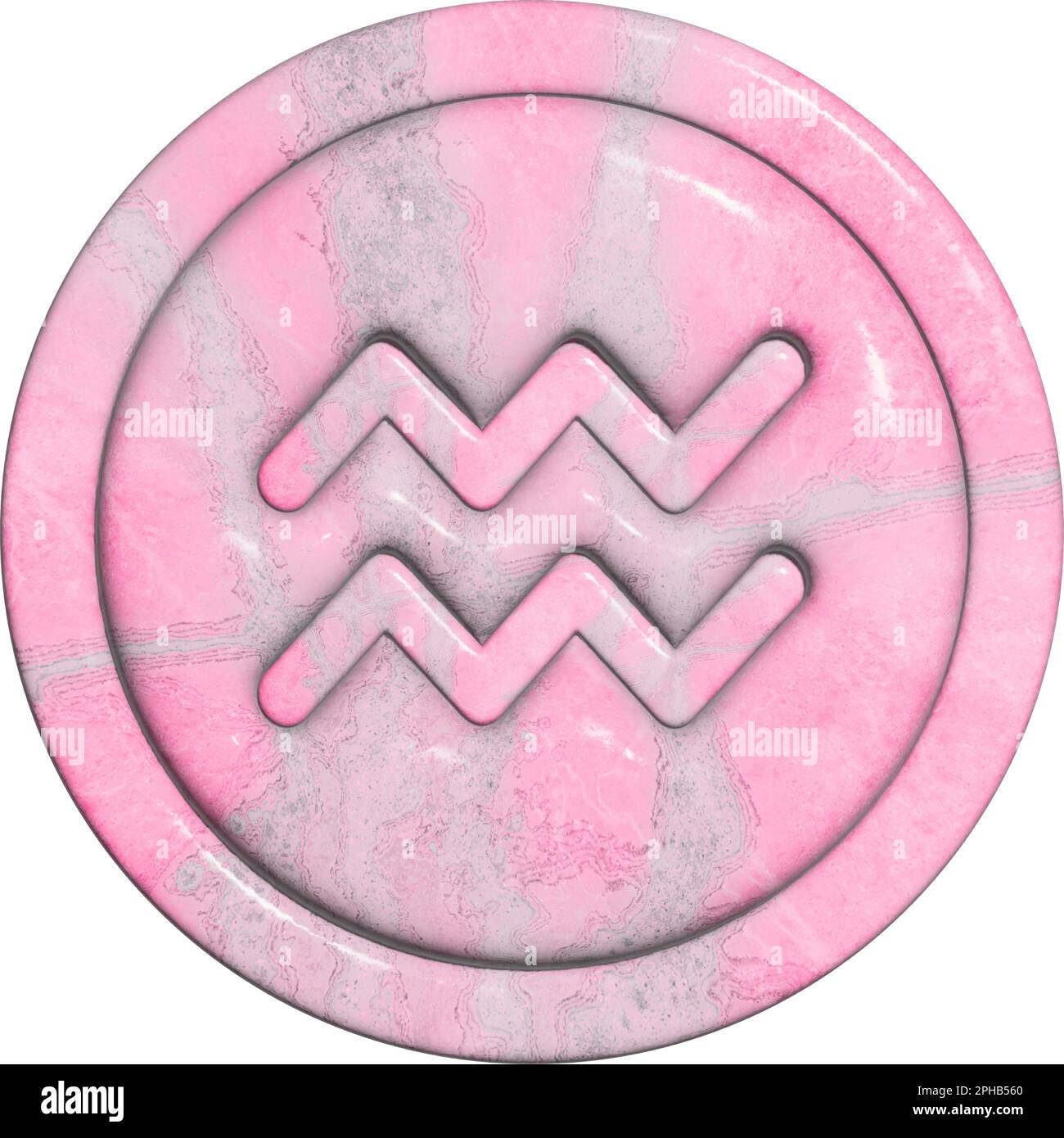 Aquarius. Three-dimensional button in the form of a coin with a zodiac ...