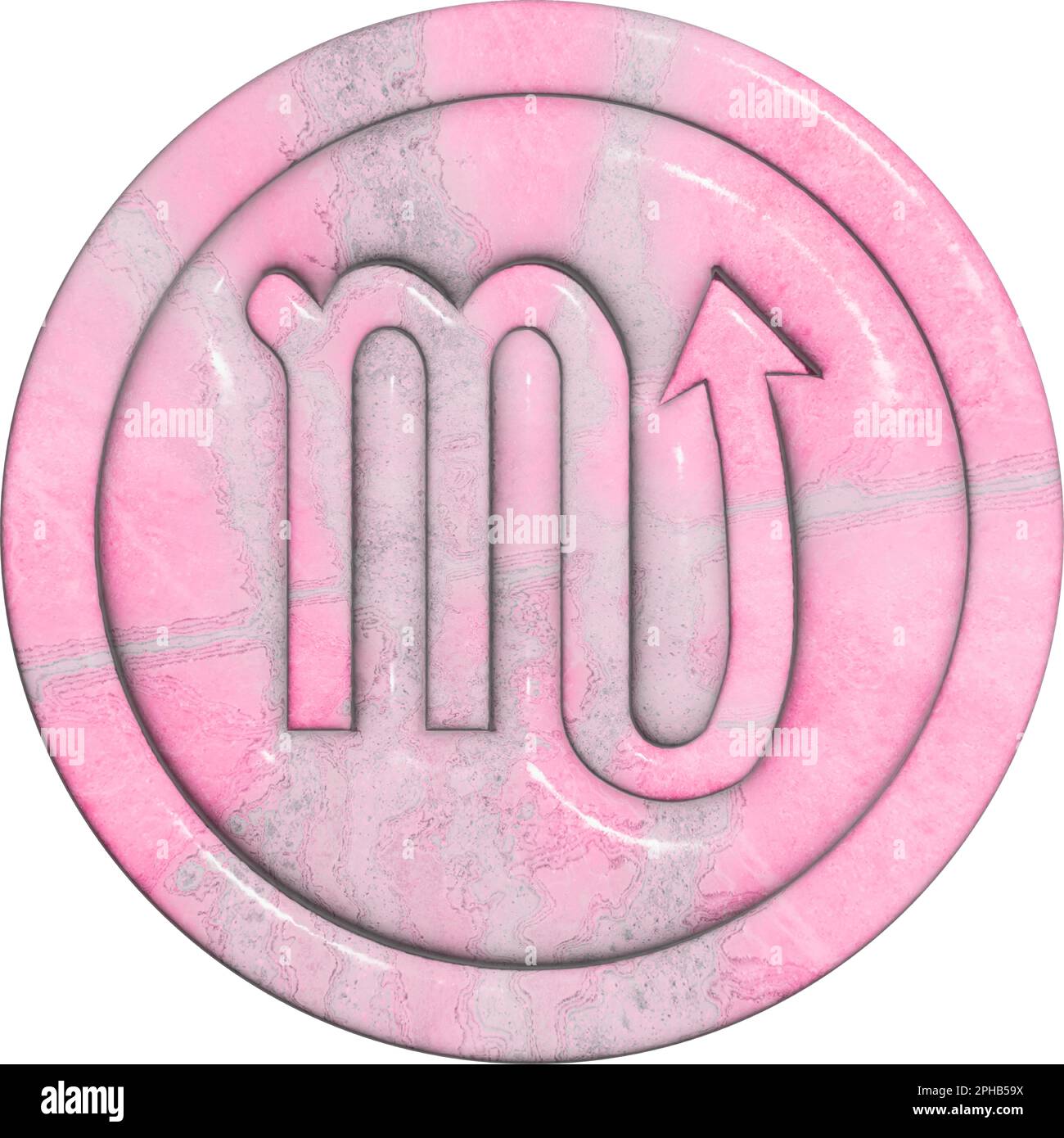 Scorpio. Three-dimensional button in the form of a coin with a zodiac ...