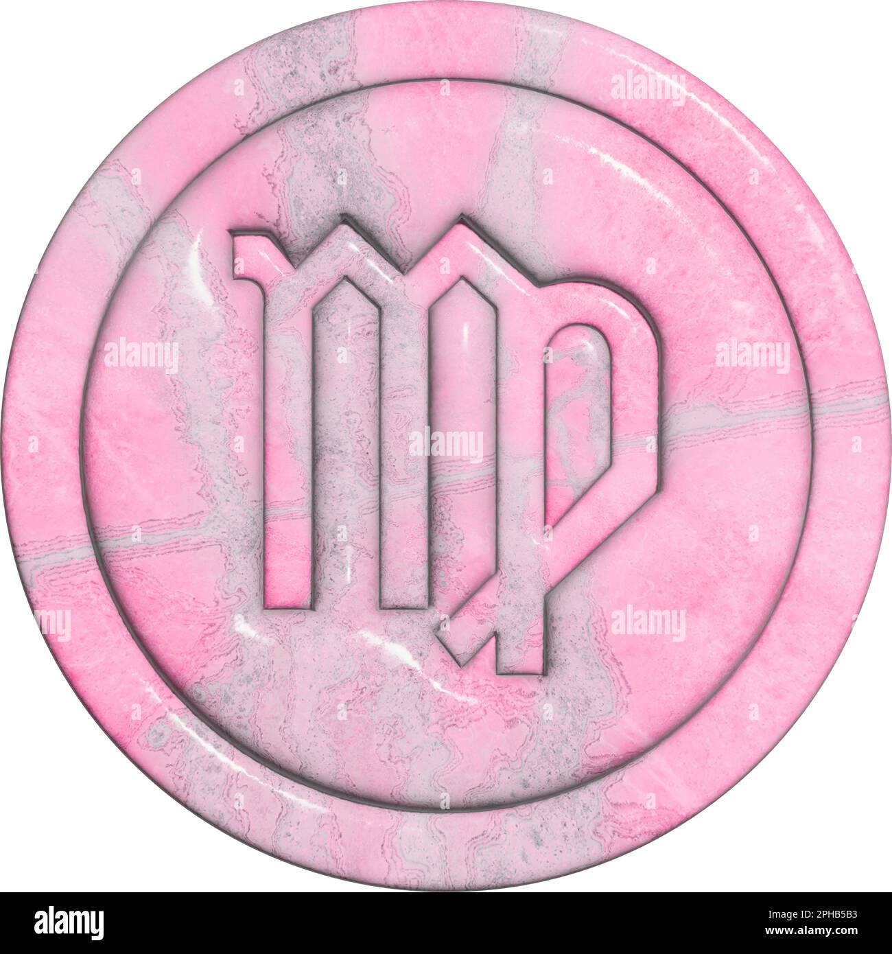 Virgo. Three-dimensional button in the form of a coin with a zodiac ...