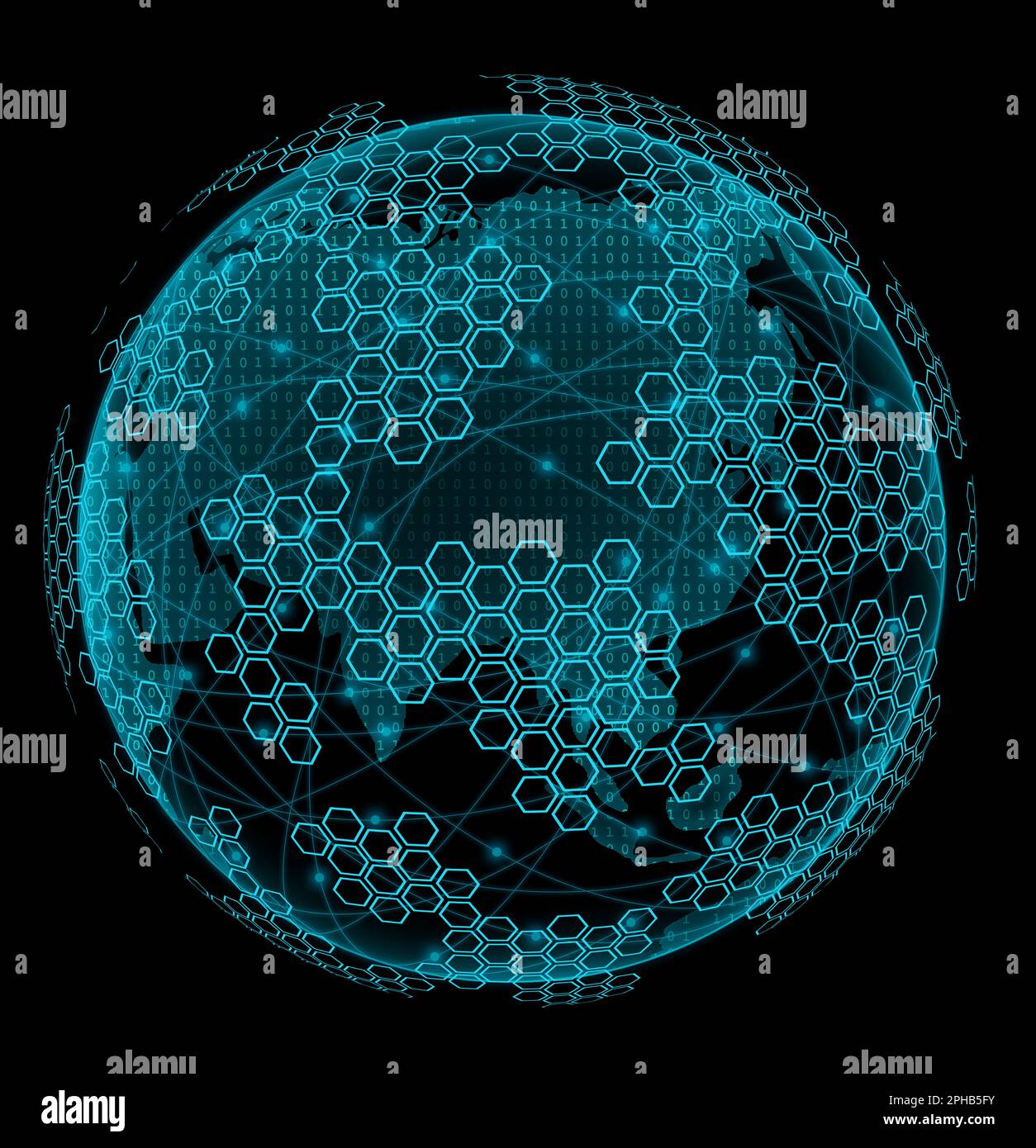 globe earth hologram blue internet network technology digital Stock ...