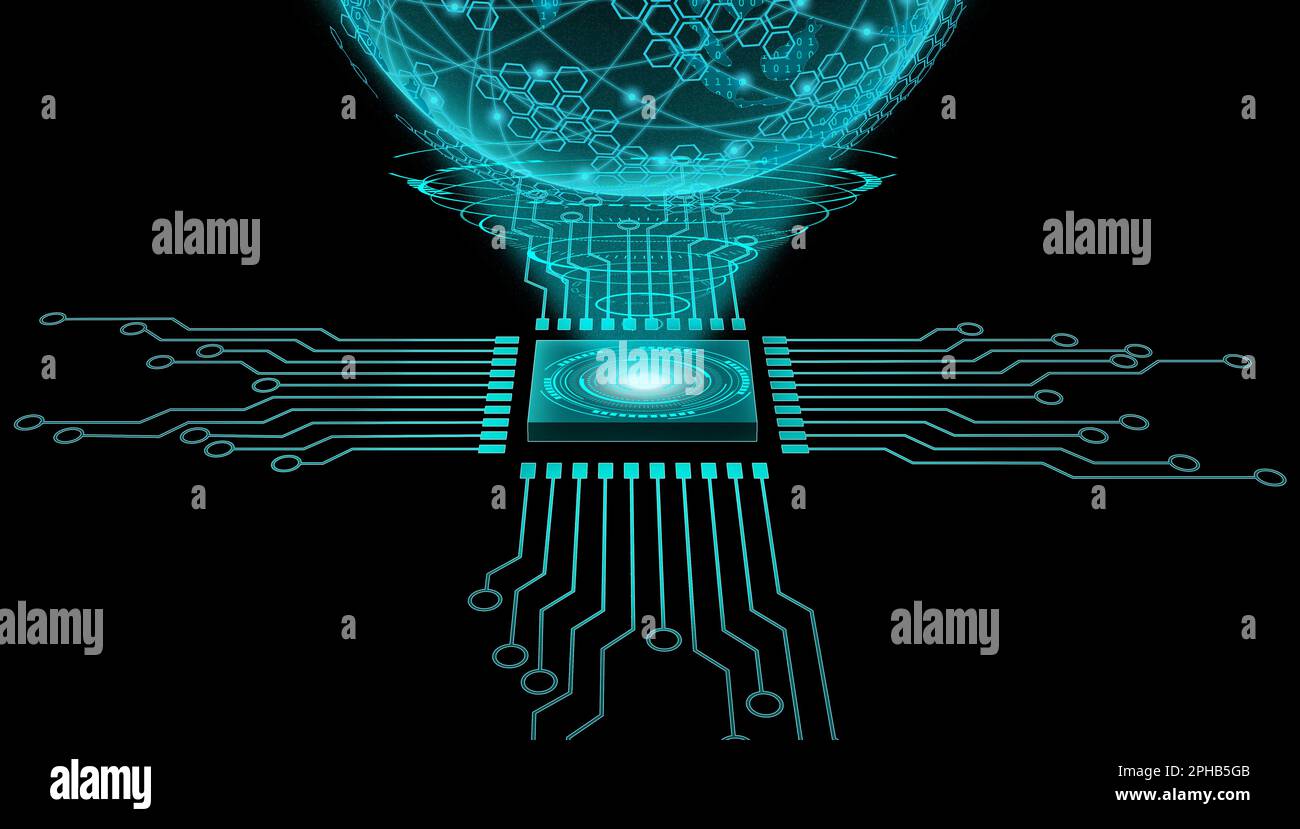 Globe computer circuit board hi-res stock photography and images - Alamy