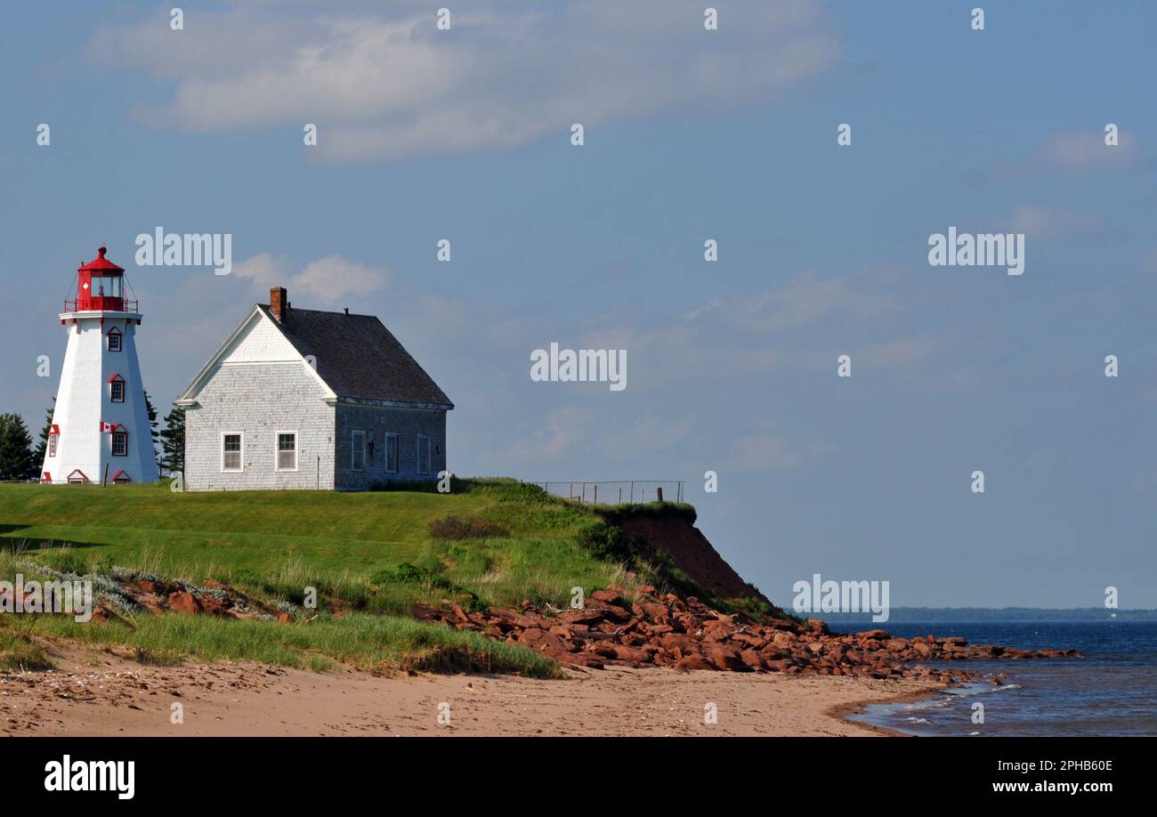 The wooden Panmure Head Lighthouse and keeper's house stand on Panmure ...