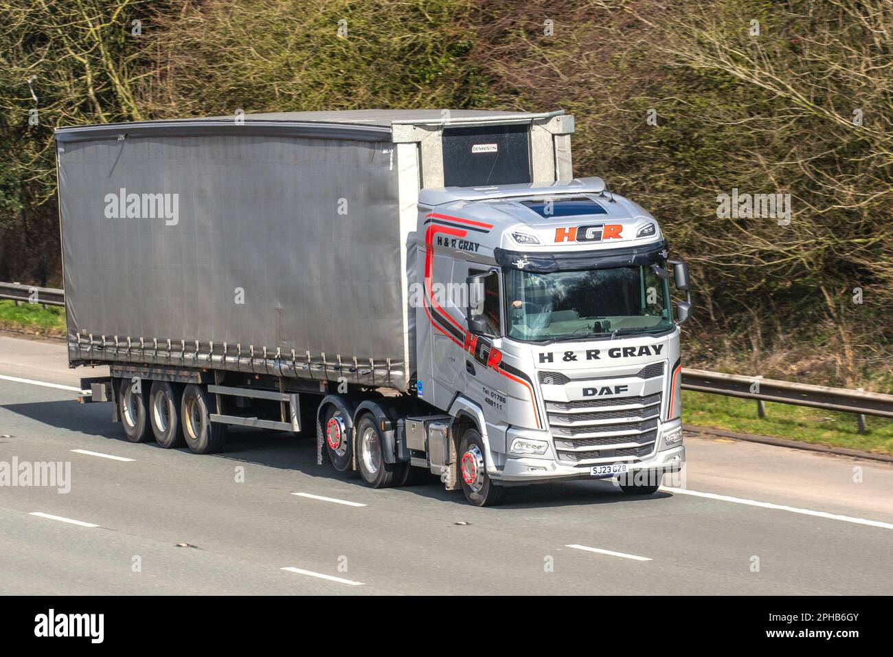 H & R GRAY DAF 530 rear wheel-lift Denison Trailer; travelling on the ...