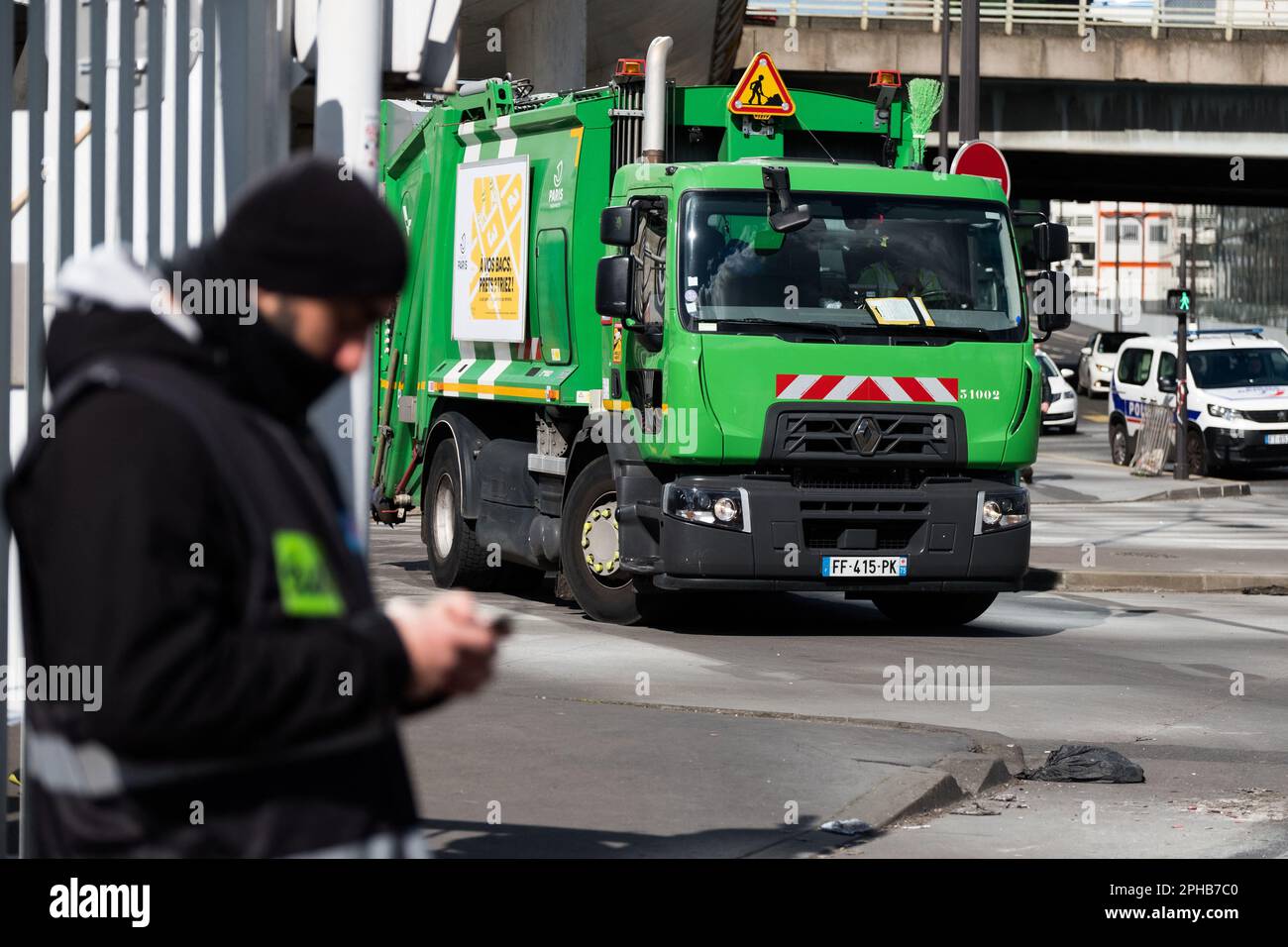 Ivry Sur Seine, France. 27th Mar, 2023. One of the Parisian waste ...