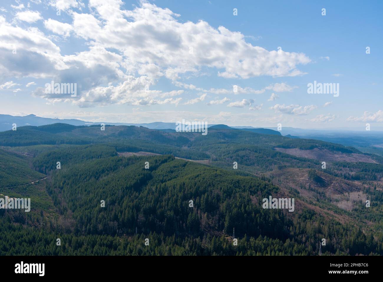 Aerial view of Western Washington State from the Cascade Mountains in ...