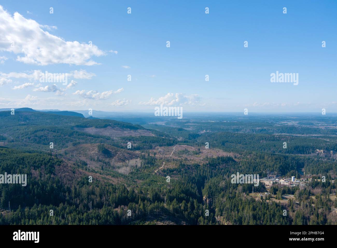 Aerial view of Western Washington State from the Cascade Mountains in ...