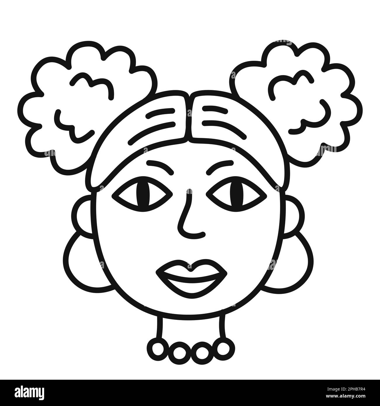 Face of woman in doodle line style. Hand drawn portrait of girl. Simple ...
