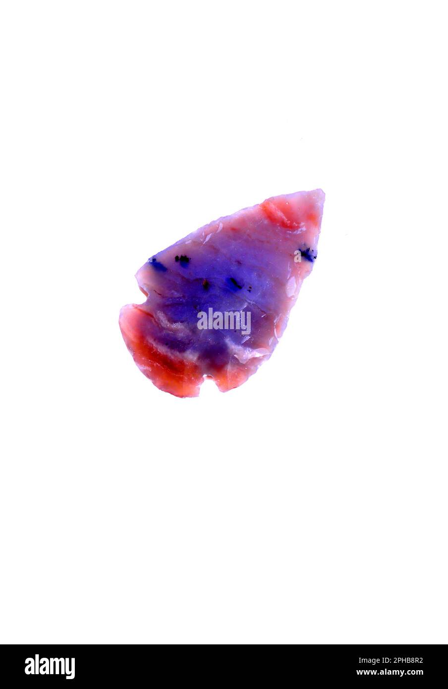 Handmade stone flint Arrow point isolated over a white background Stock ...