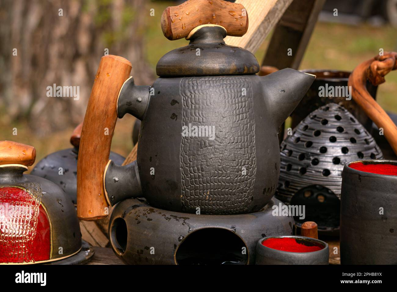 Traditional homemade pottery at a traditional crafts fair Stock Photo ...