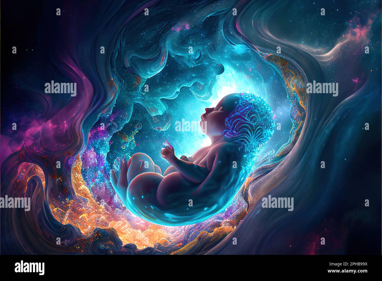 magic dream child embryo floating in a cosmic womb Generative AI Stock ...
