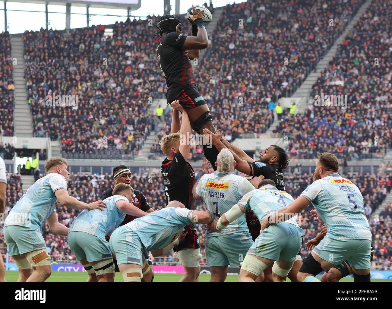 Maro Itoje of Saracens during the Gallagher Premiership Rugby rugby ...