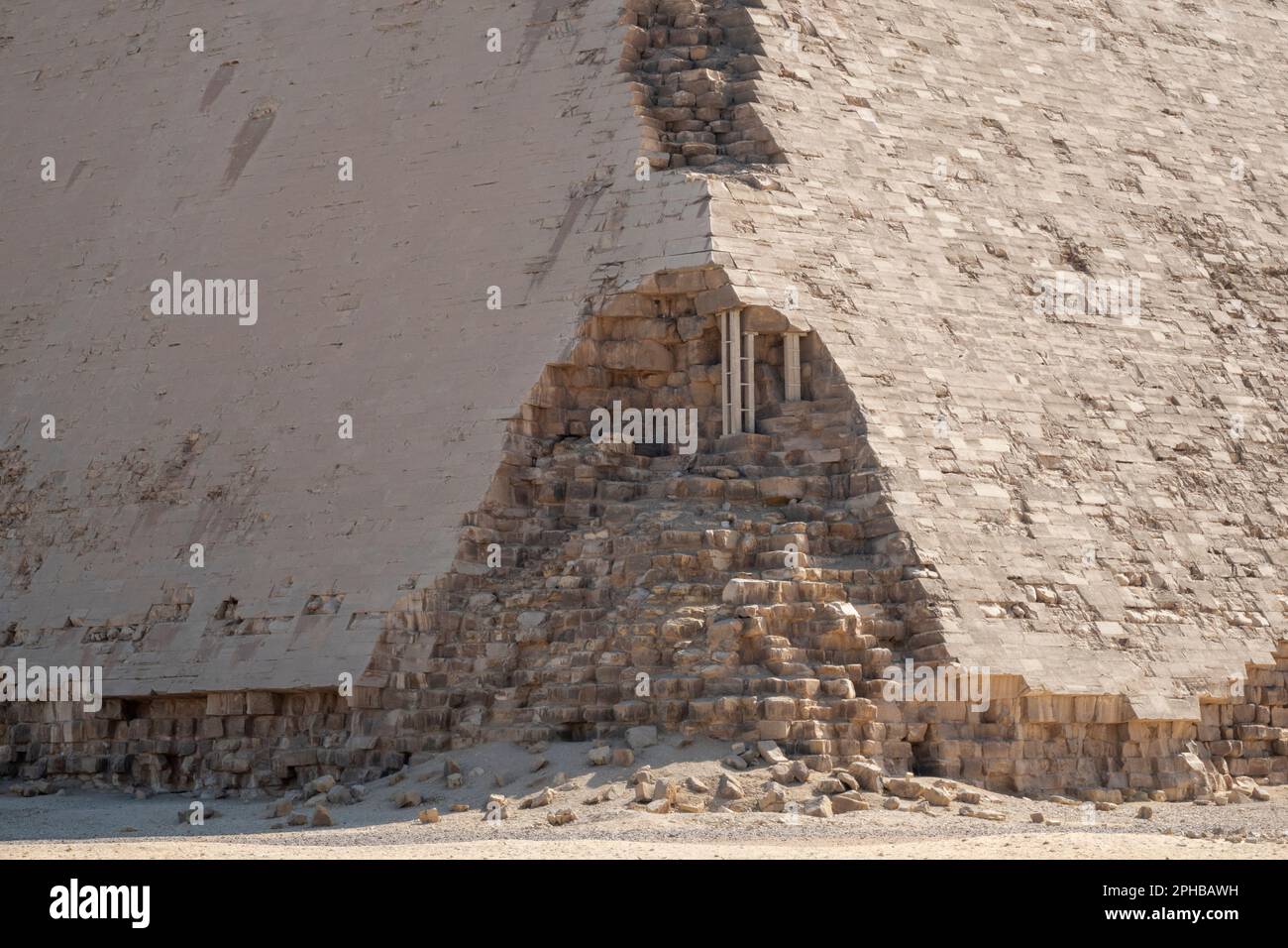 close up of the Structure of the Bent Pyramid at Dahshur, Lower Egypt ...