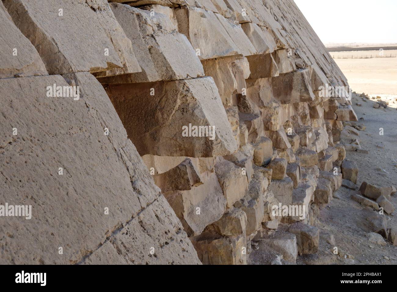 close up of the Structure of the Bent Pyramid at Dahshur, Lower Egypt ...