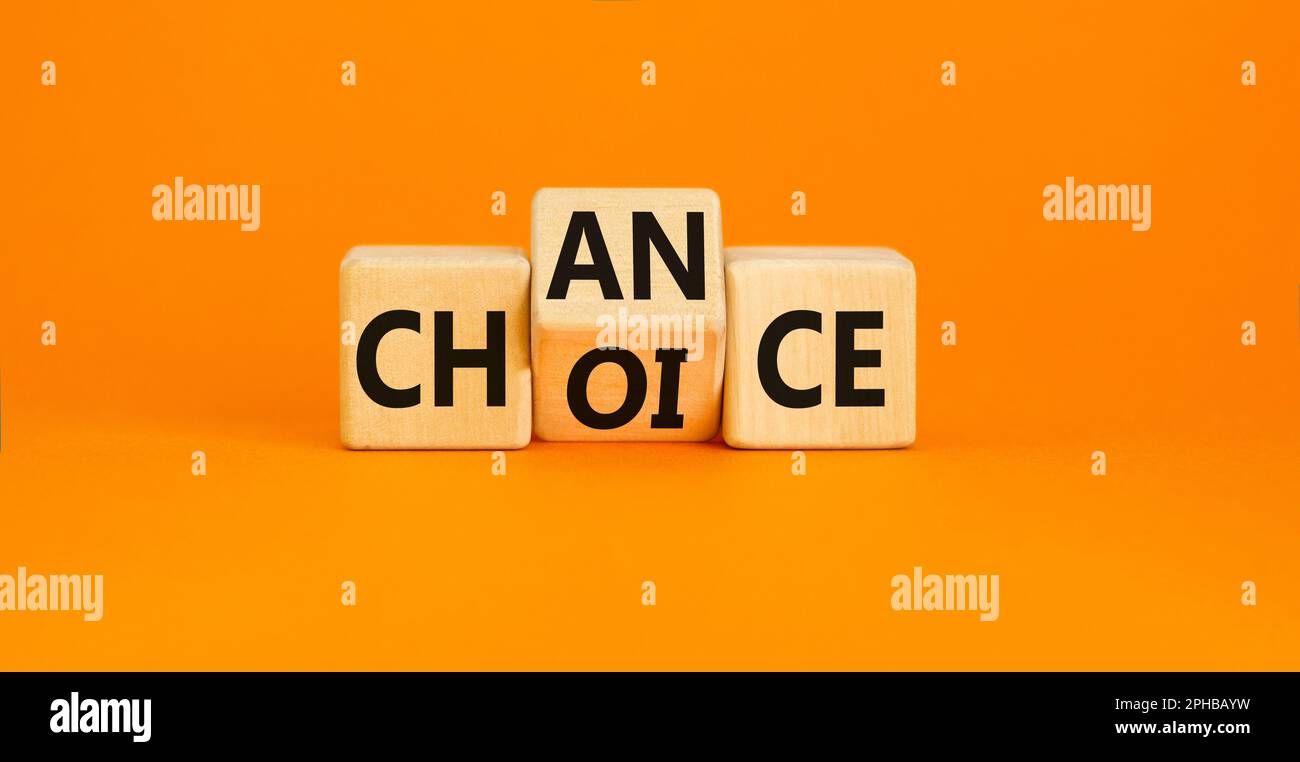 Choice and chance symbol. Concept word Choice Chance on wooden cubes ...