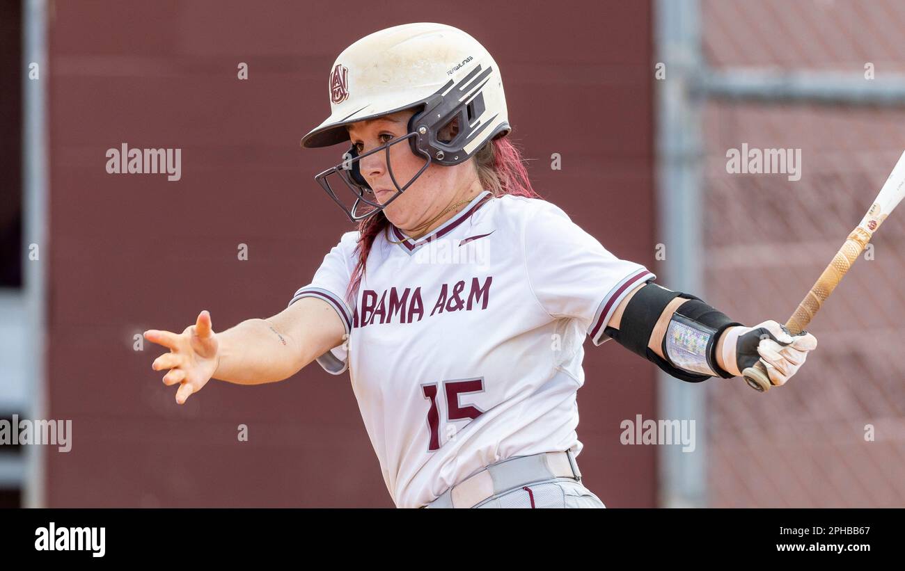 Alabama A&M catcher Brooklyn Wallace (15) during an NCAA softball game ...