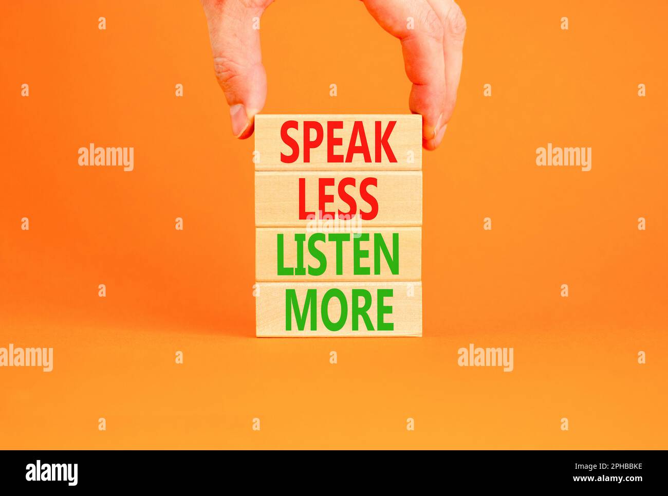 Speak less listen more symbol. Concept words Speak less listen more on ...