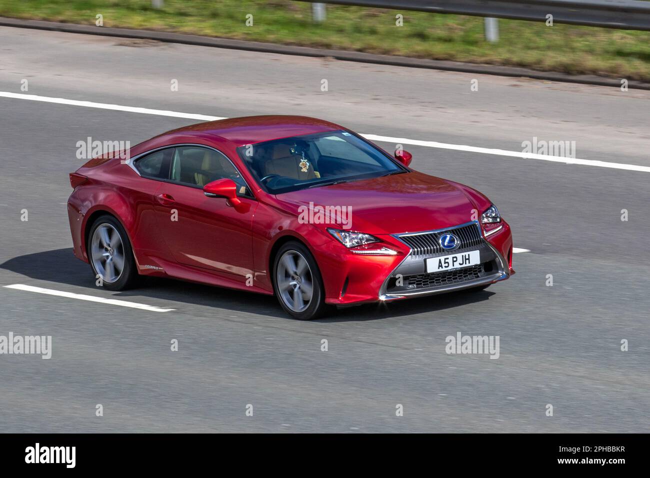2016 Red LEXUS RC 300H LUXURY 2494 cc 1 speed CVT Hybrid Electric; travelling on the M61 ...
