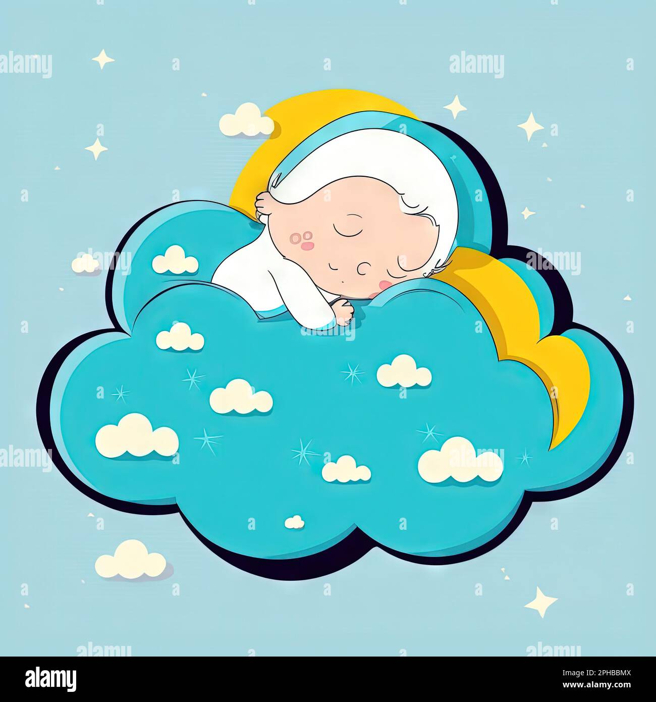 Cartoon illustration newborn baby sleeping hi-res stock photography and ...